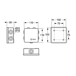 Caja de conexión estanca cuadrada con 7 conos y tapa a presión AcquaBOX ...