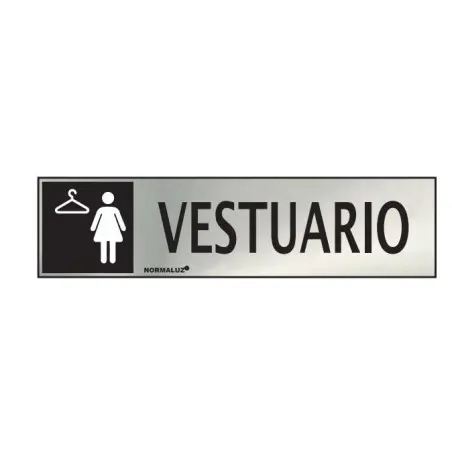Señal de vestuario femenino de acero inoxidable de 20 x 5 cm.